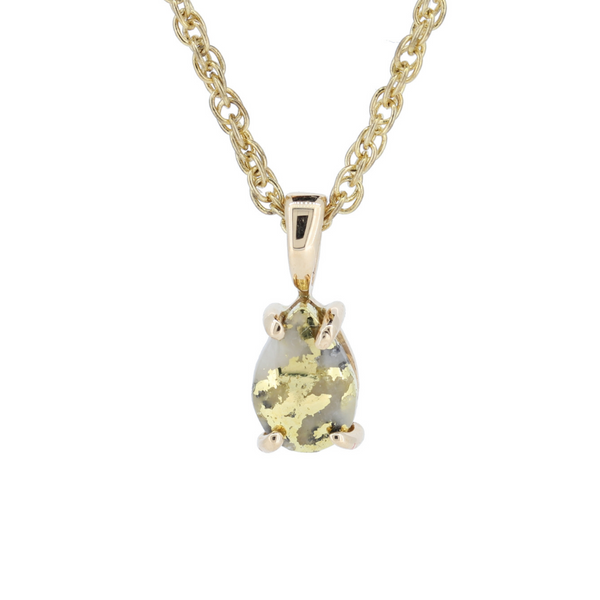 Natural Gold Quartz set in 14Kt Yellow Gold Pendant - Monarch Jewels